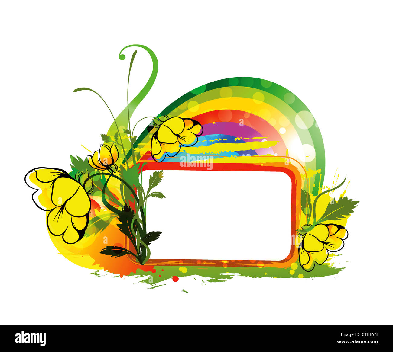 vector colorful floral frame Stock Photo - Alamy