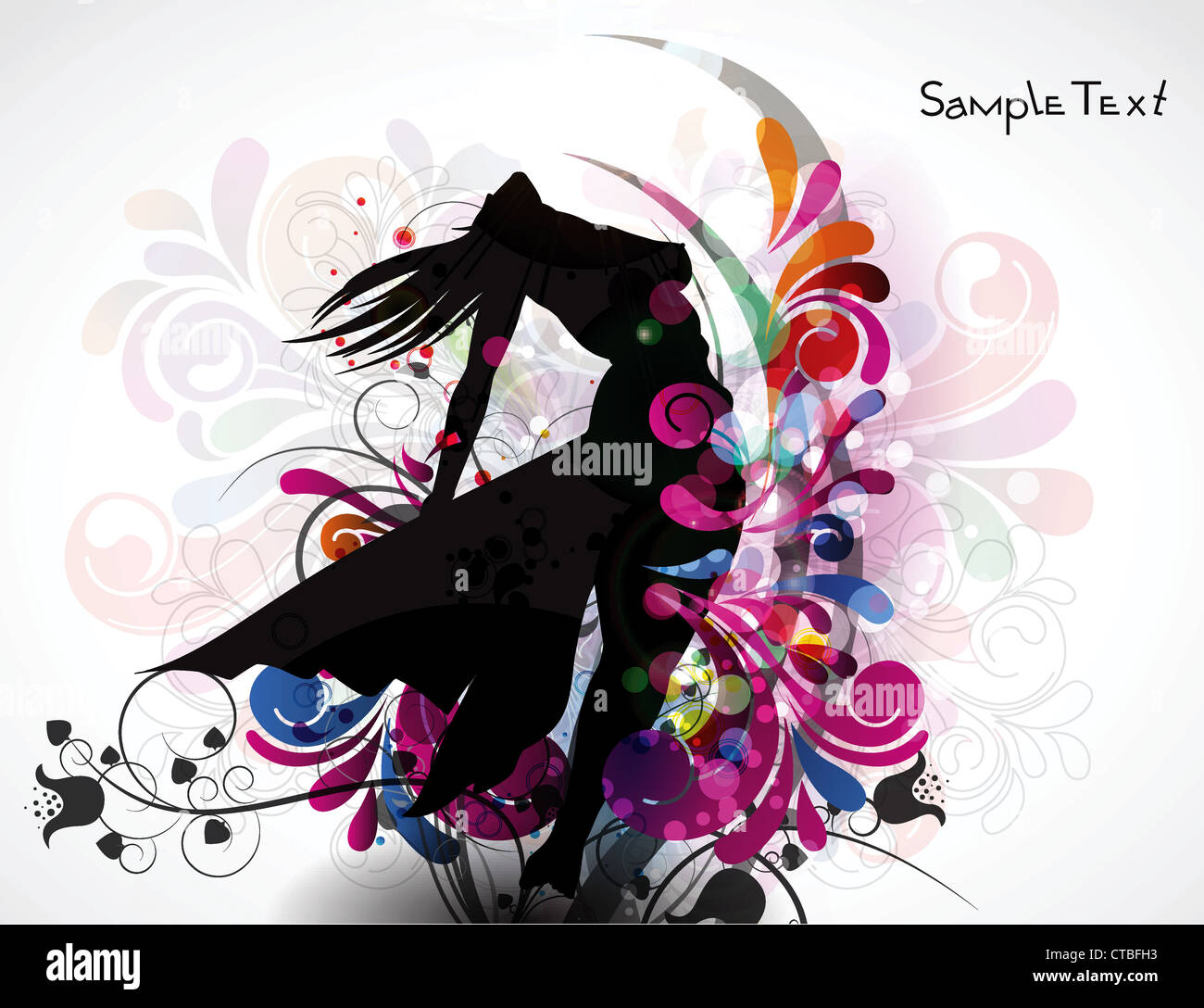 vector colorful illustration with woman Stock Photo - Alamy