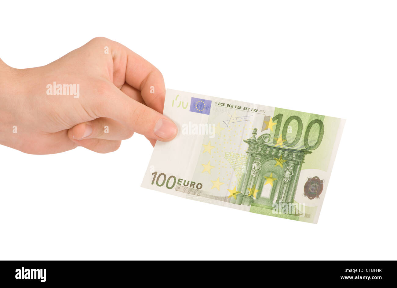 Money (Euro) in a hand isolated on white Stock Photo - Alamy