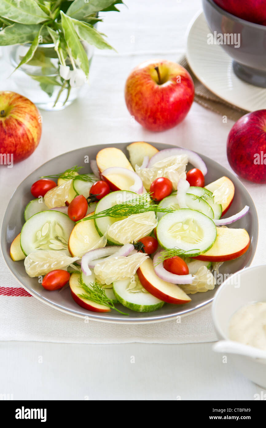 Apple and Grapefruit salad with yogurt dressing Stock Photo - Alamy