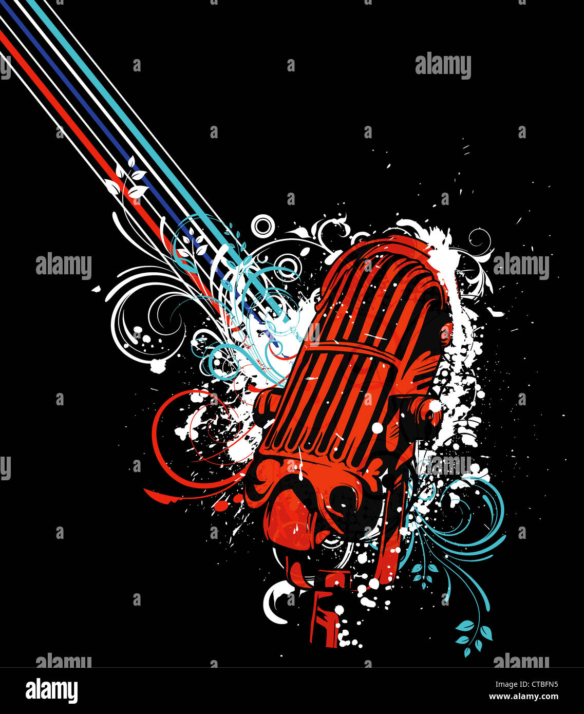vector retro concert poster with microphone Stock Photo - Alamy