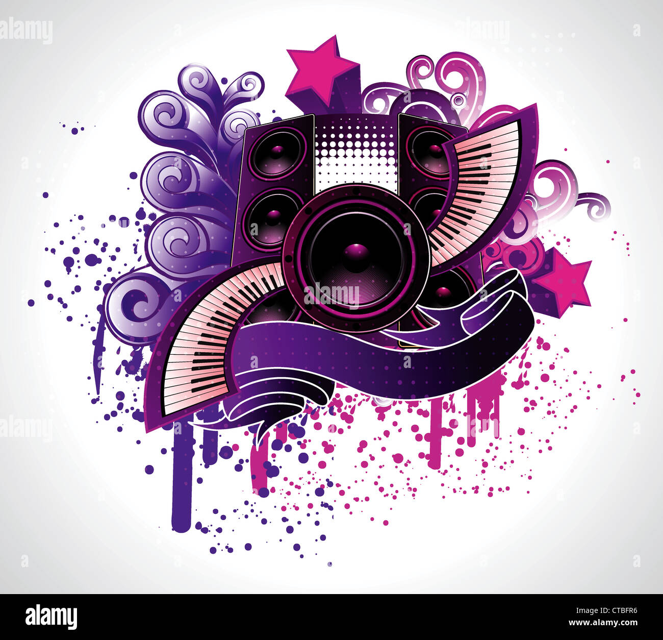 vector abstract music poster with speakers Stock Photo - Alamy