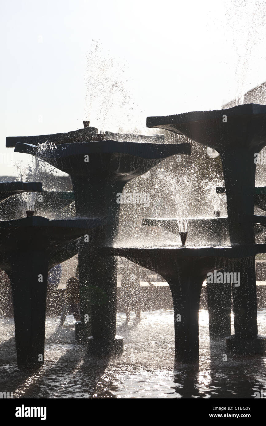 Outdoor sunlight Reflecting Pool Fountain Creates Poland Stock Photo ...