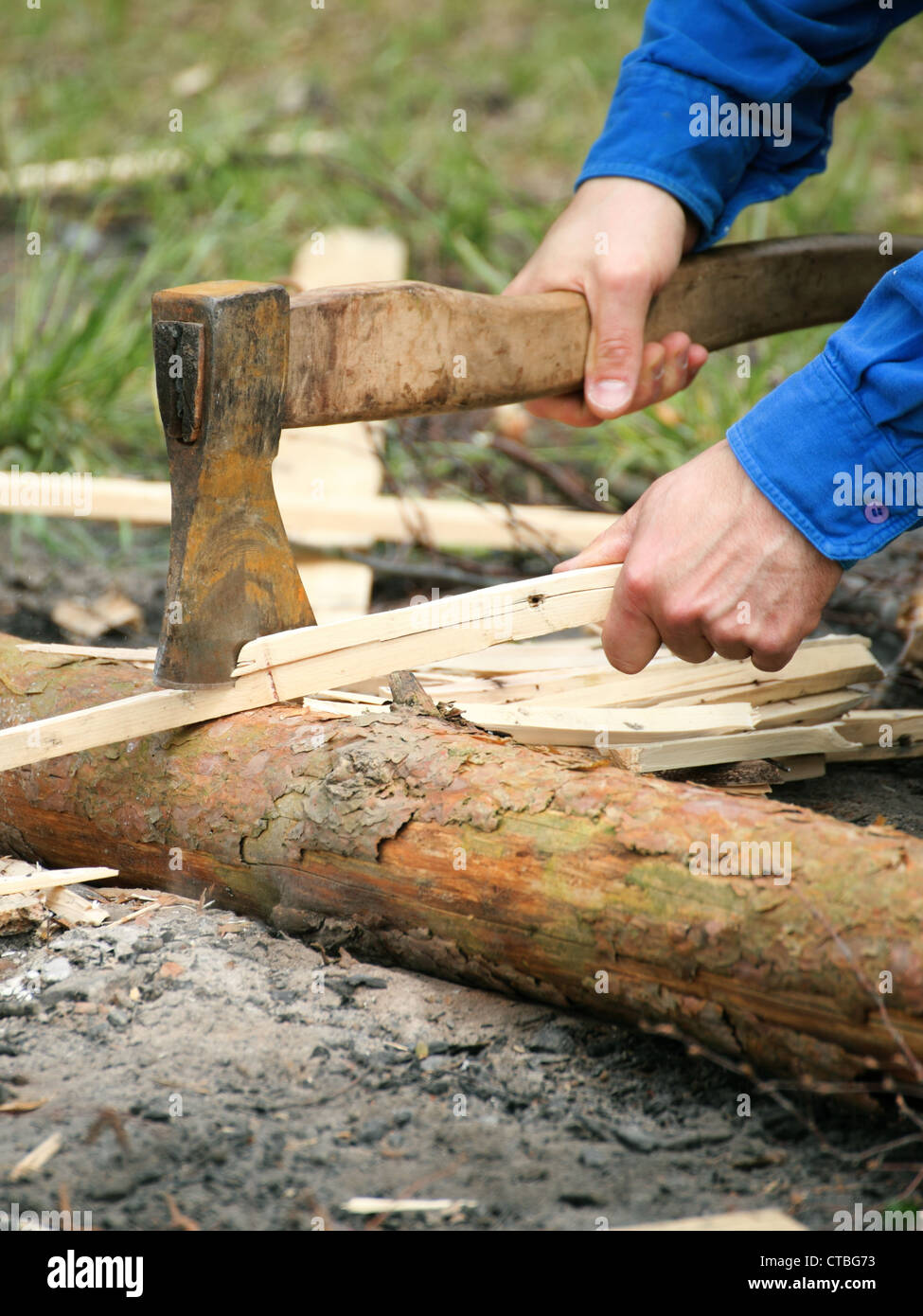 Axe in chopping block hi-res stock photography and images - Alamy