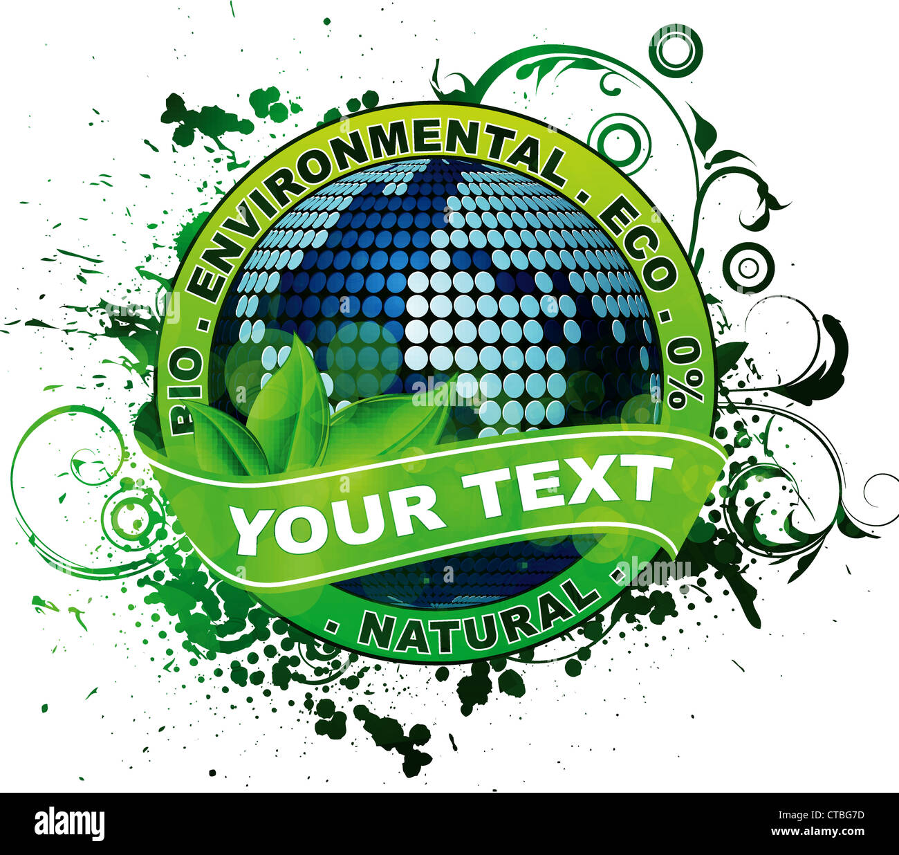 vector environmental label with globe Stock Photo - Alamy