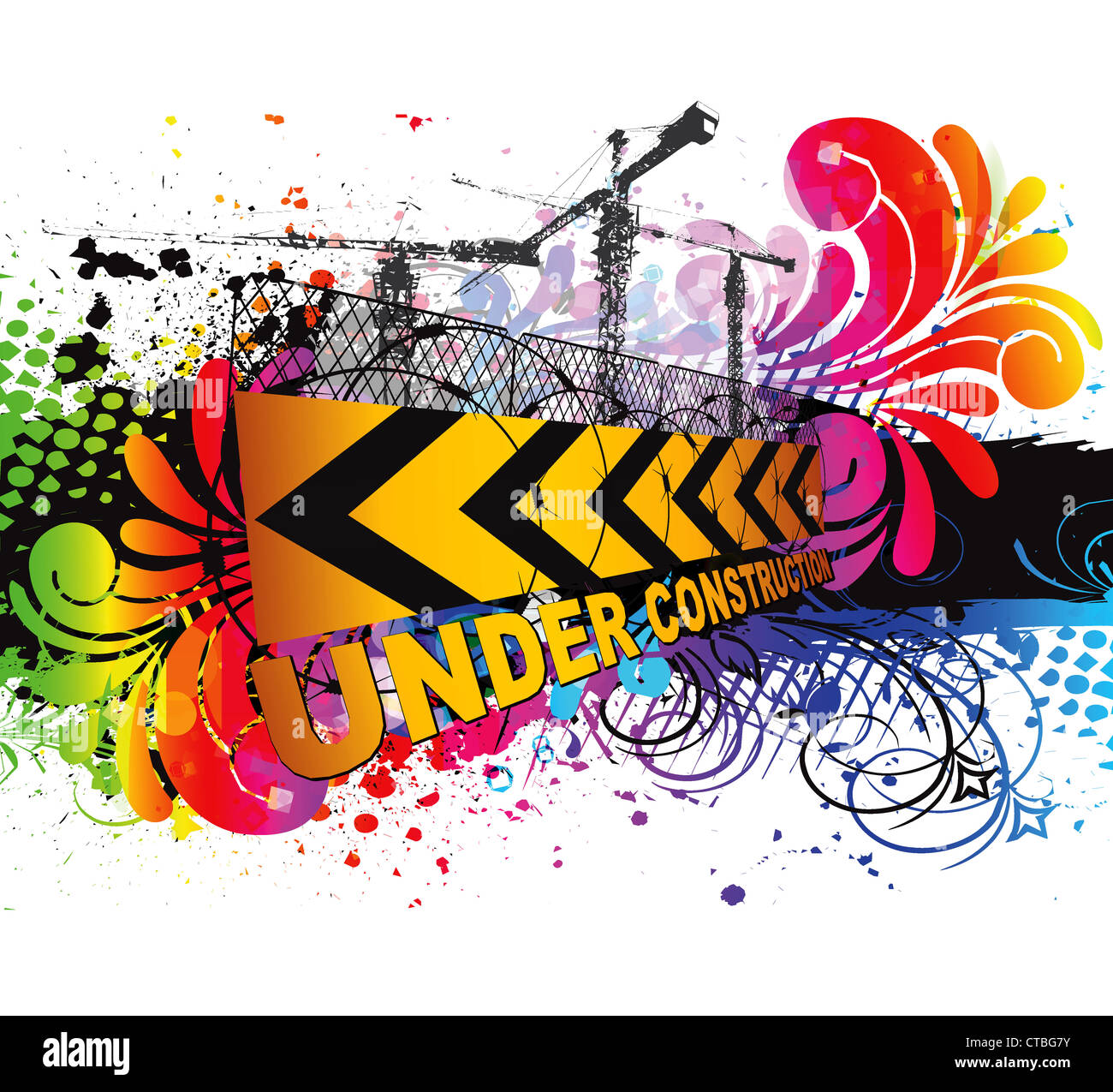 vector colorful under construction sign Stock Photo - Alamy