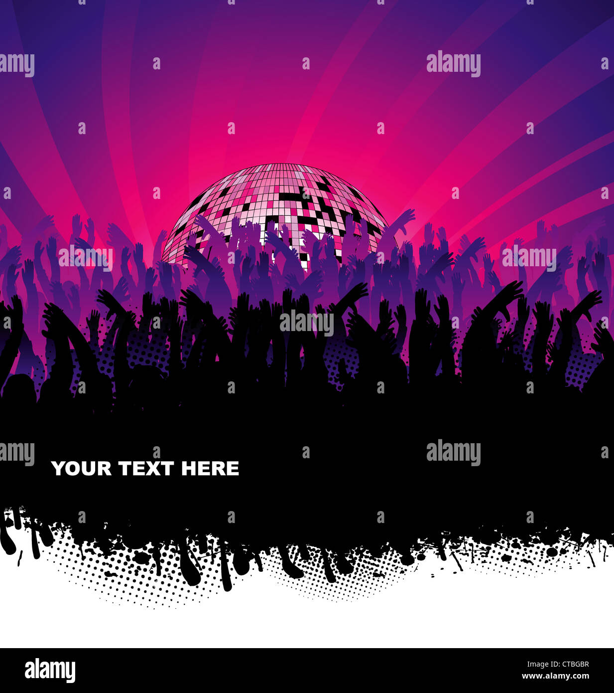 vector music illustration with crowd Stock Photo - Alamy