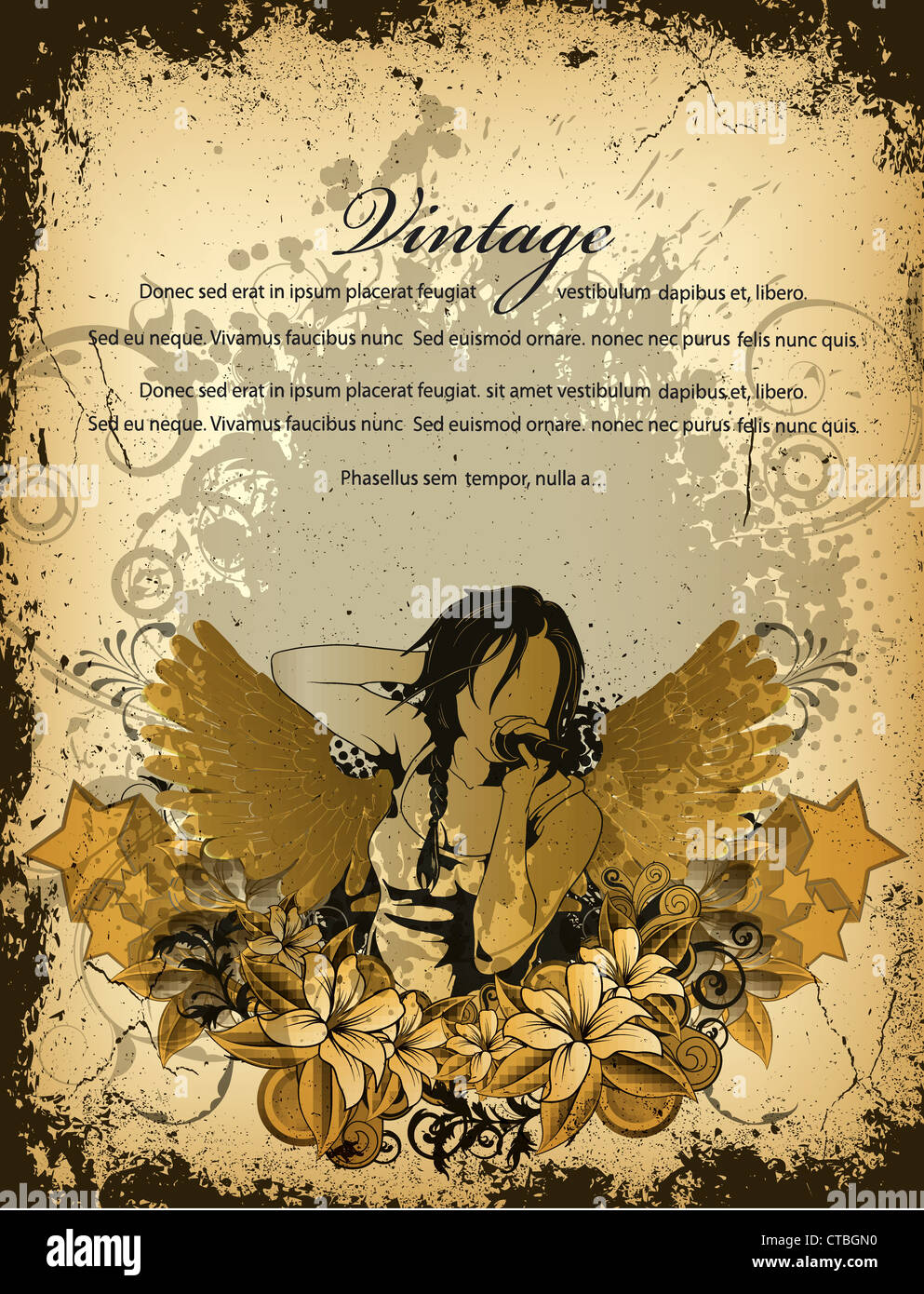 vector grunge concert poster with singer Stock Photo - Alamy