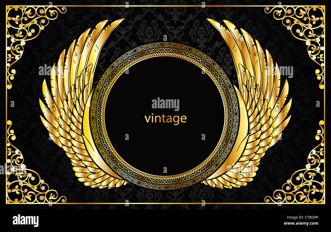 vintage gold emblem vector illustration Stock Photo - Alamy