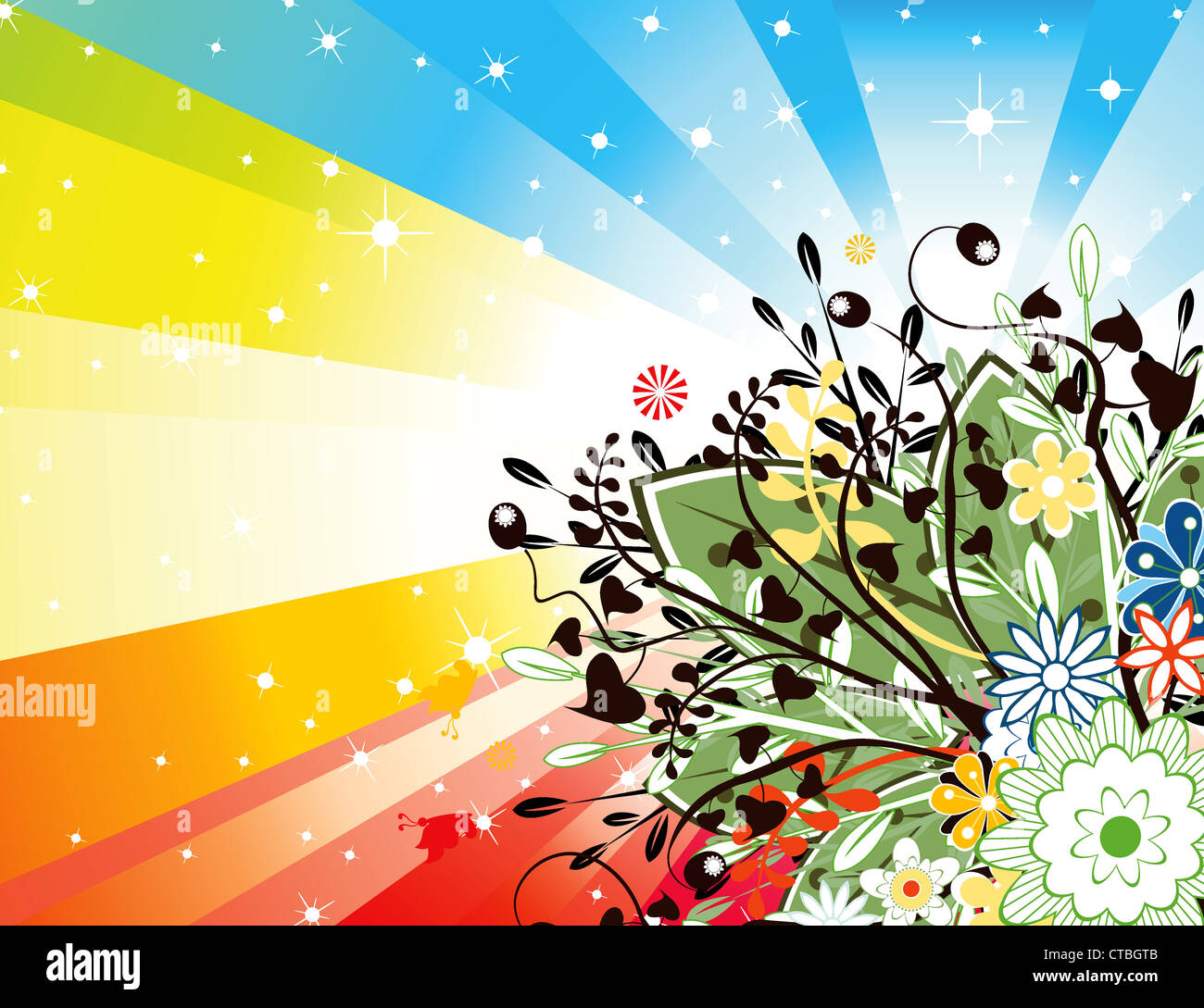 vector abstract floral background with rainbow Stock Photo - Alamy