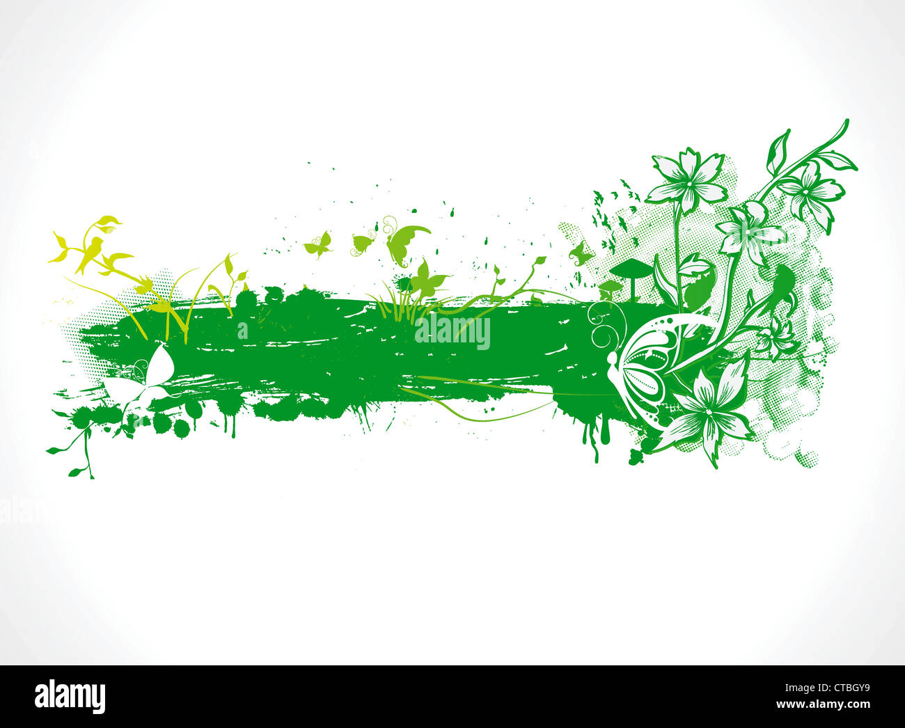 vector green design with butterflies Stock Photo - Alamy