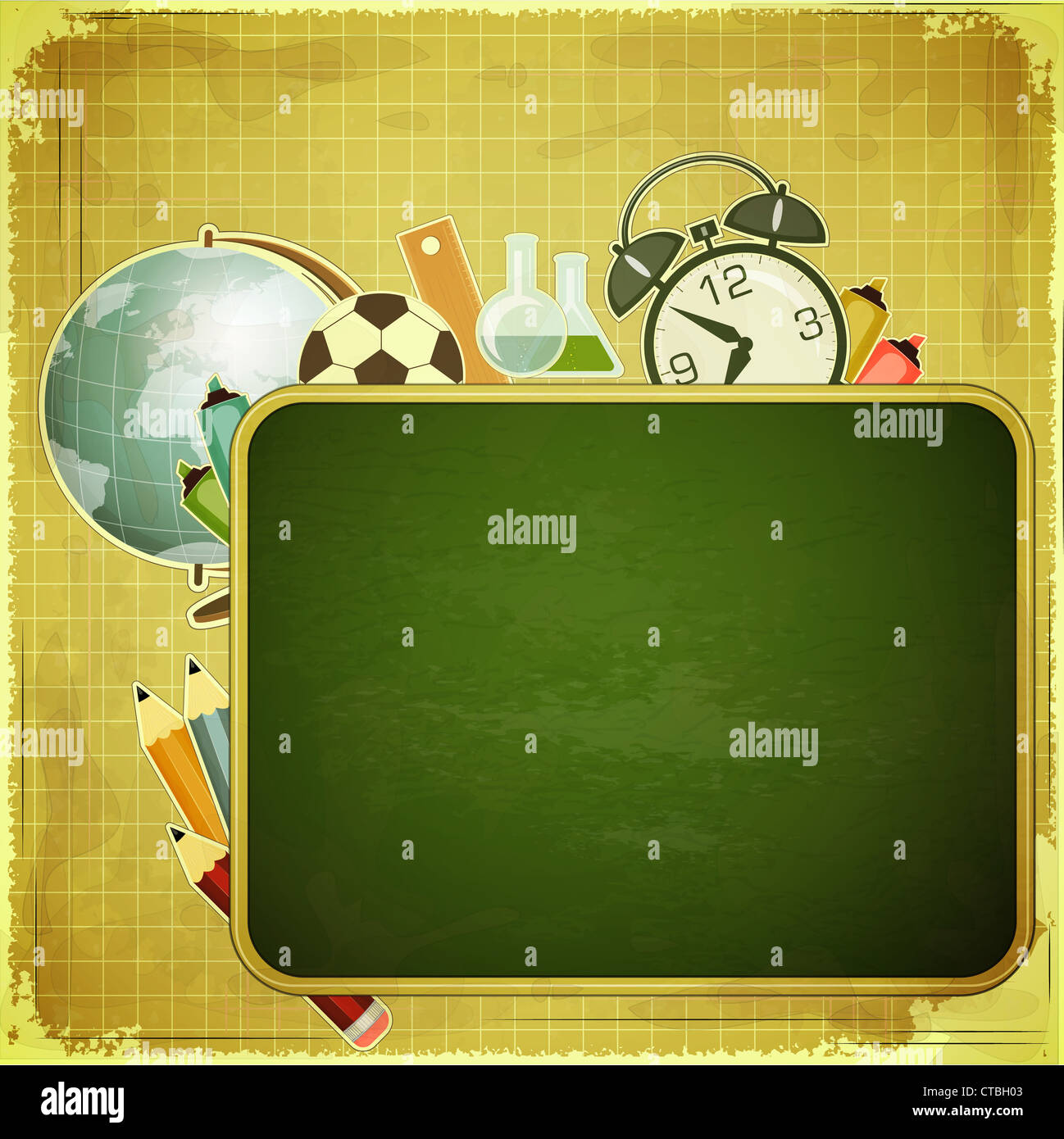 Retro back to school Design - School Board and School Supplies on ...