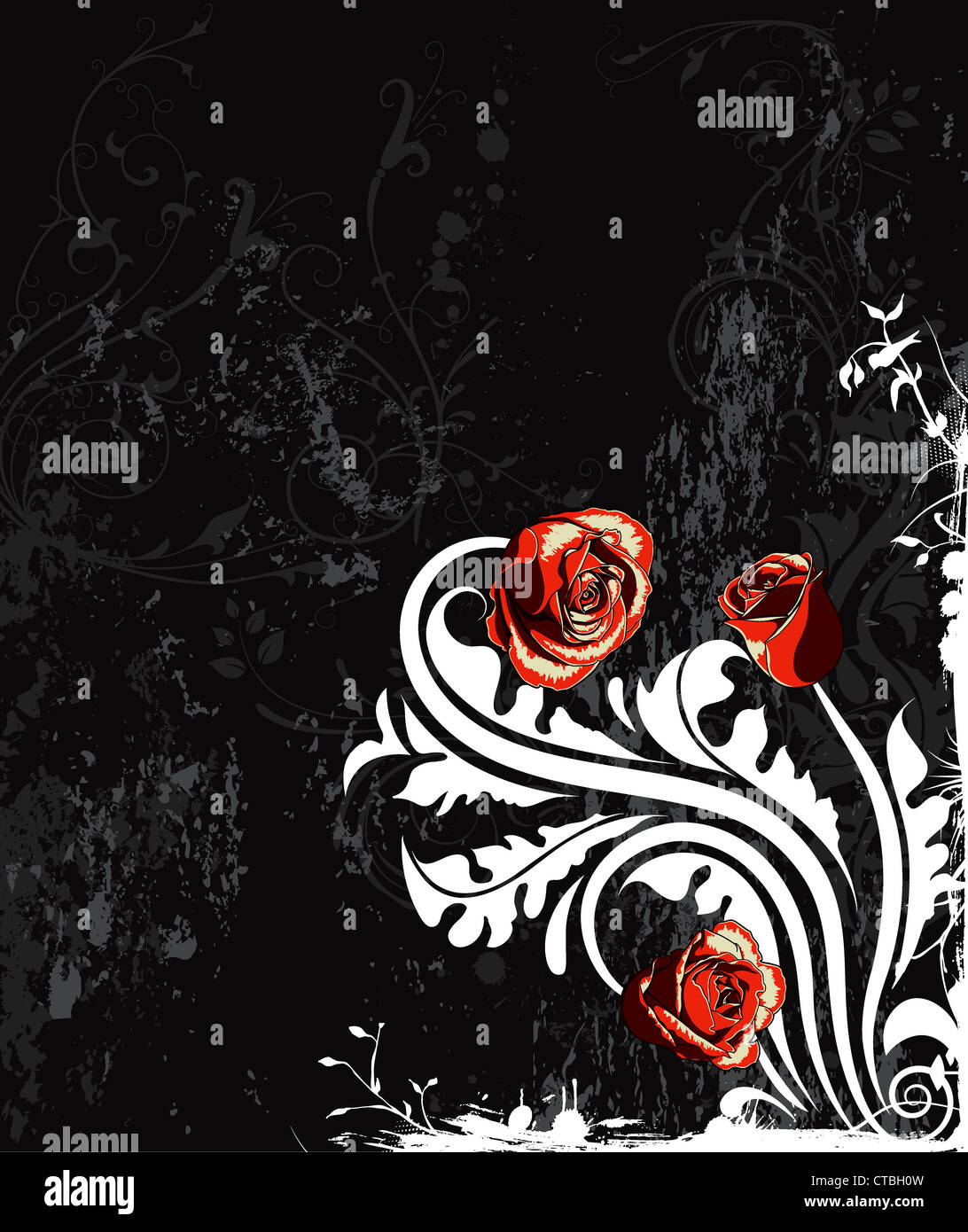 vector grunge background with roses Stock Photo - Alamy