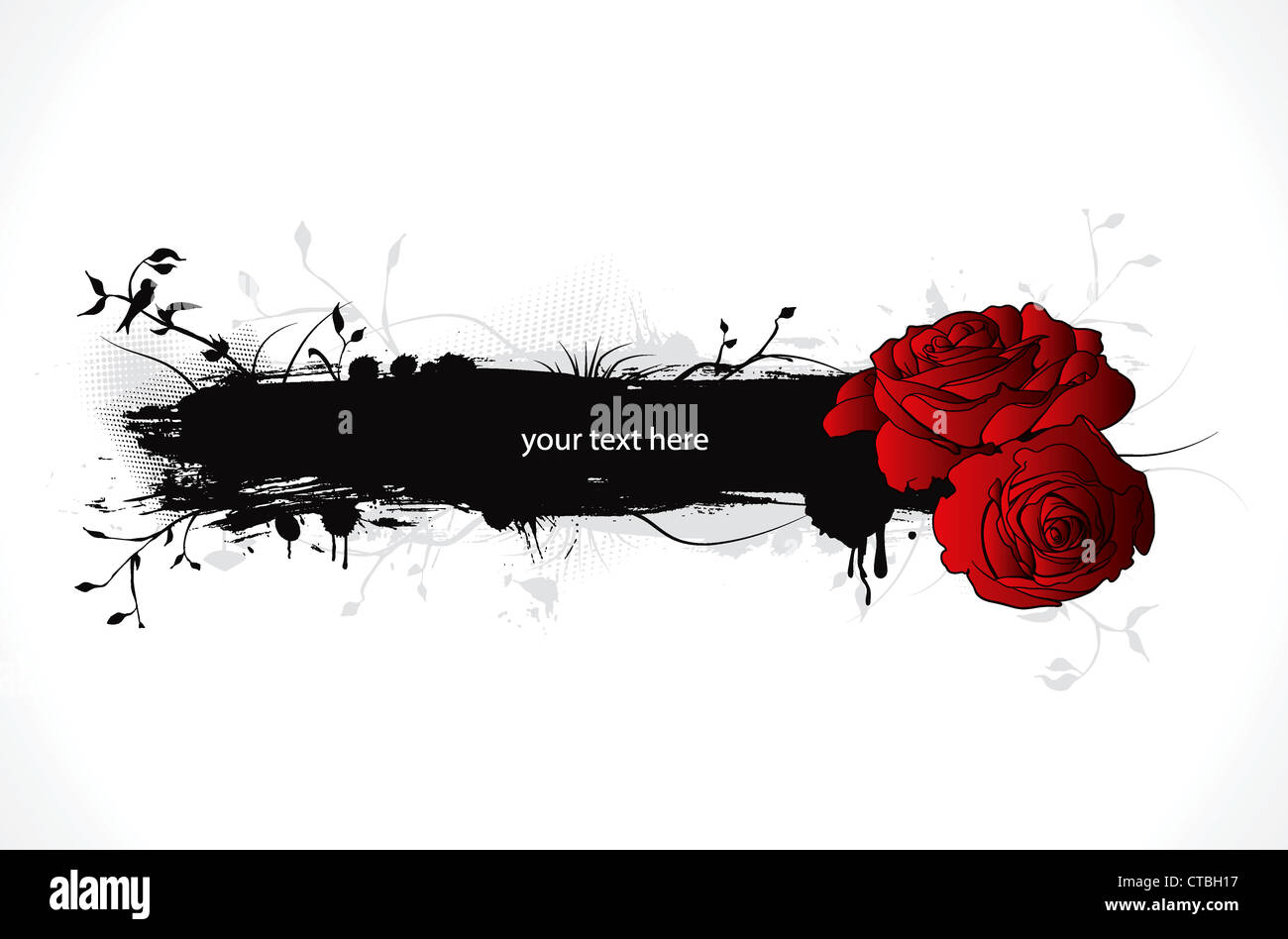 vector grunge background with roses Stock Photo - Alamy