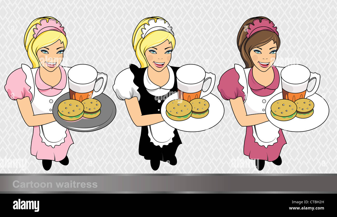 vector waitress set Stock Photo - Alamy