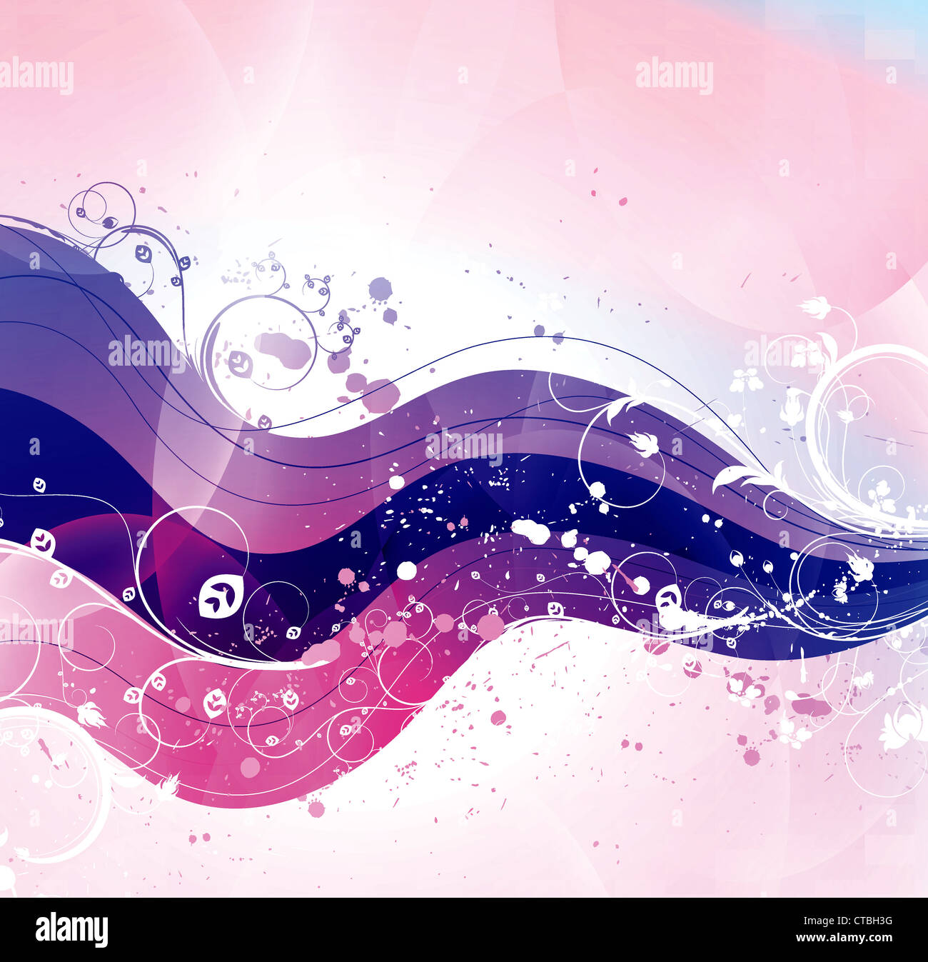 wave with floral vector illustration Stock Photo - Alamy