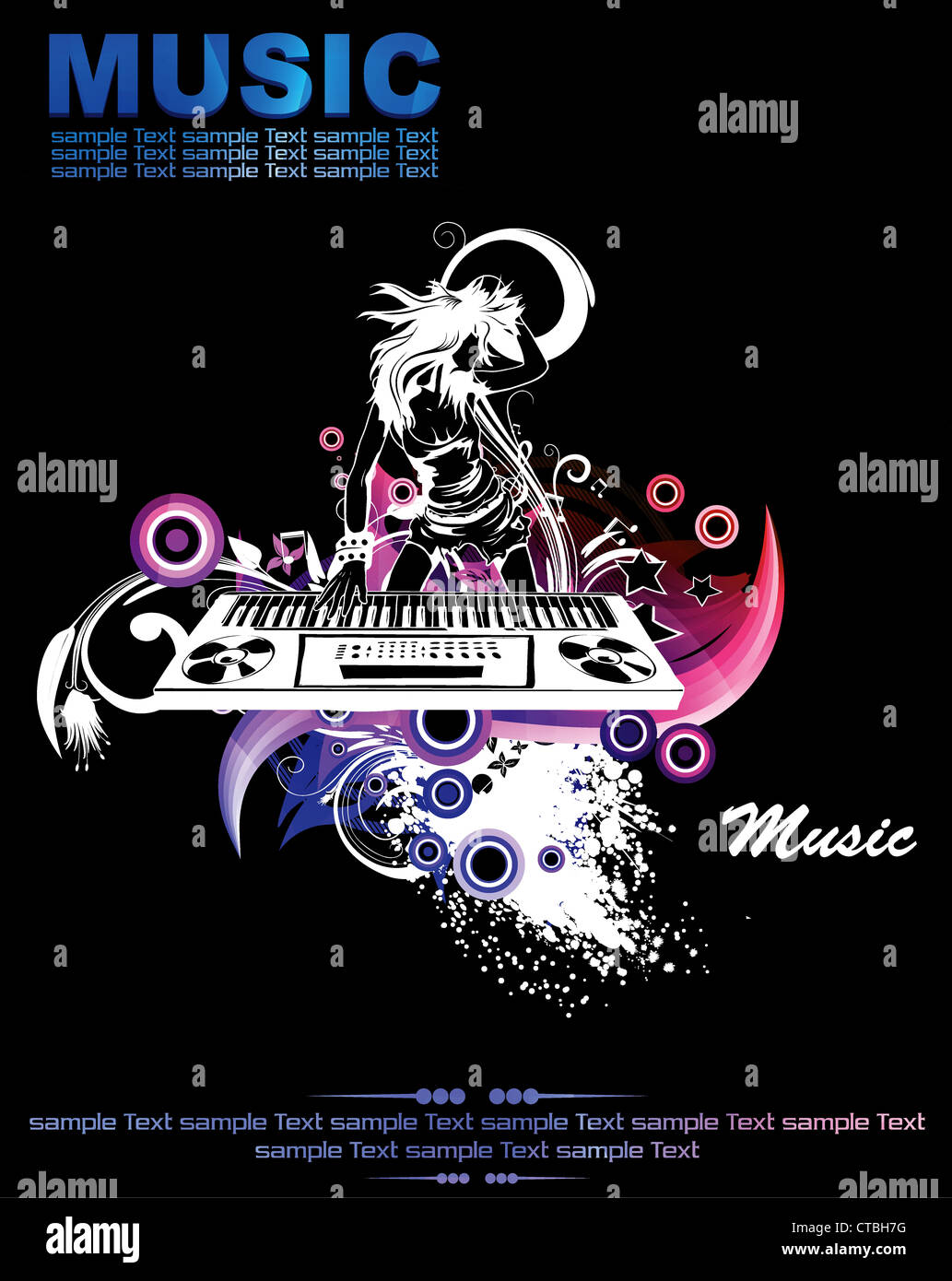 vector colorful concert poster with dj Stock Photo - Alamy