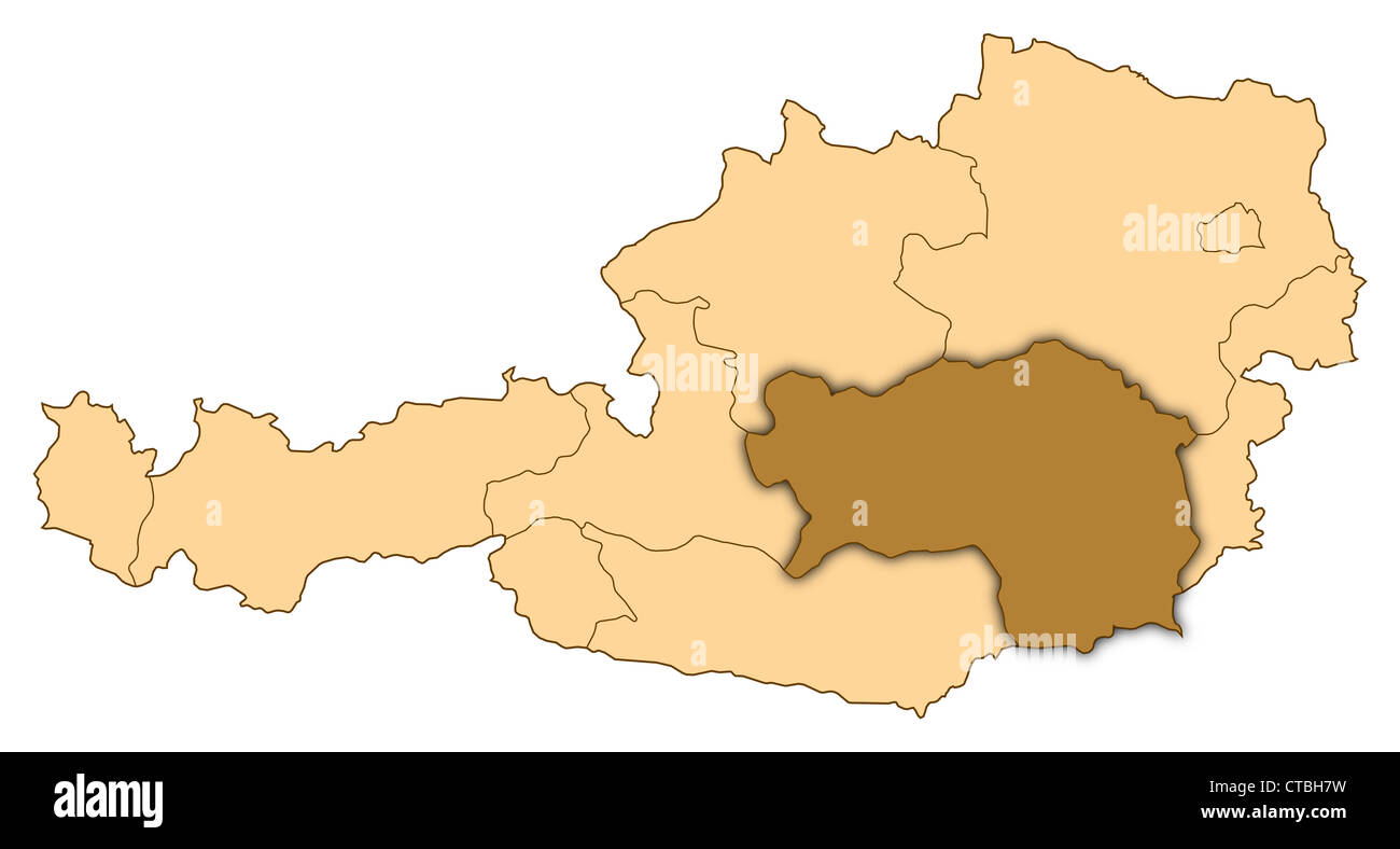 Map of Austria where Styria is highlighted Stock Photo - Alamy