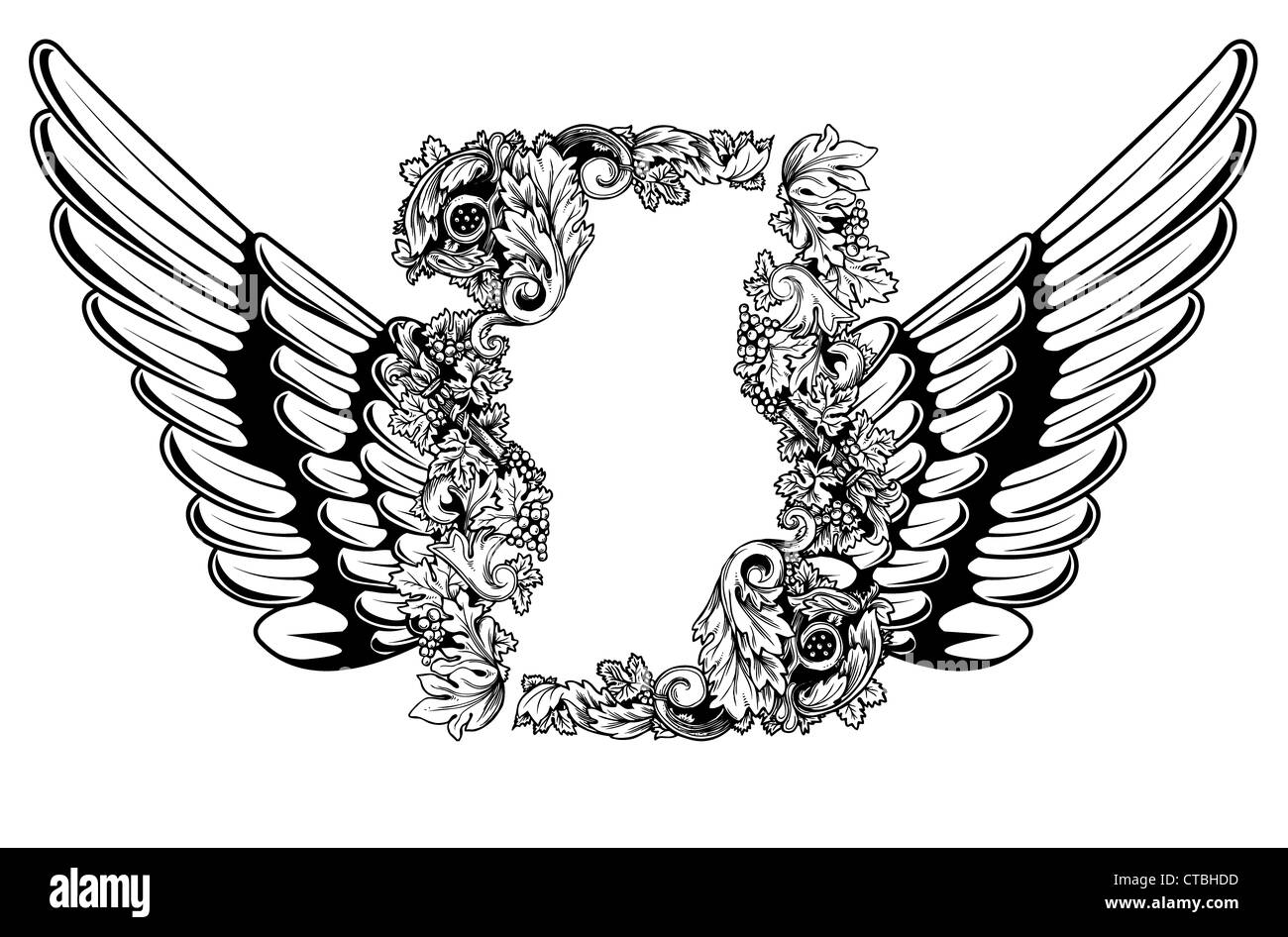 vintage frame with wings Stock Photo - Alamy
