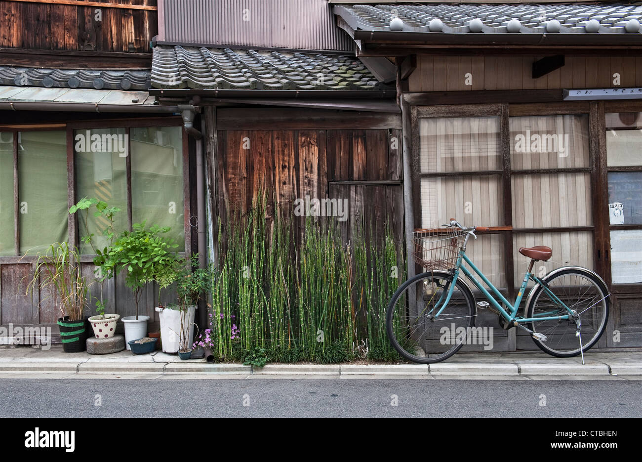 A traditional machiya house, or old wooden townhouse, in Nishijin ...