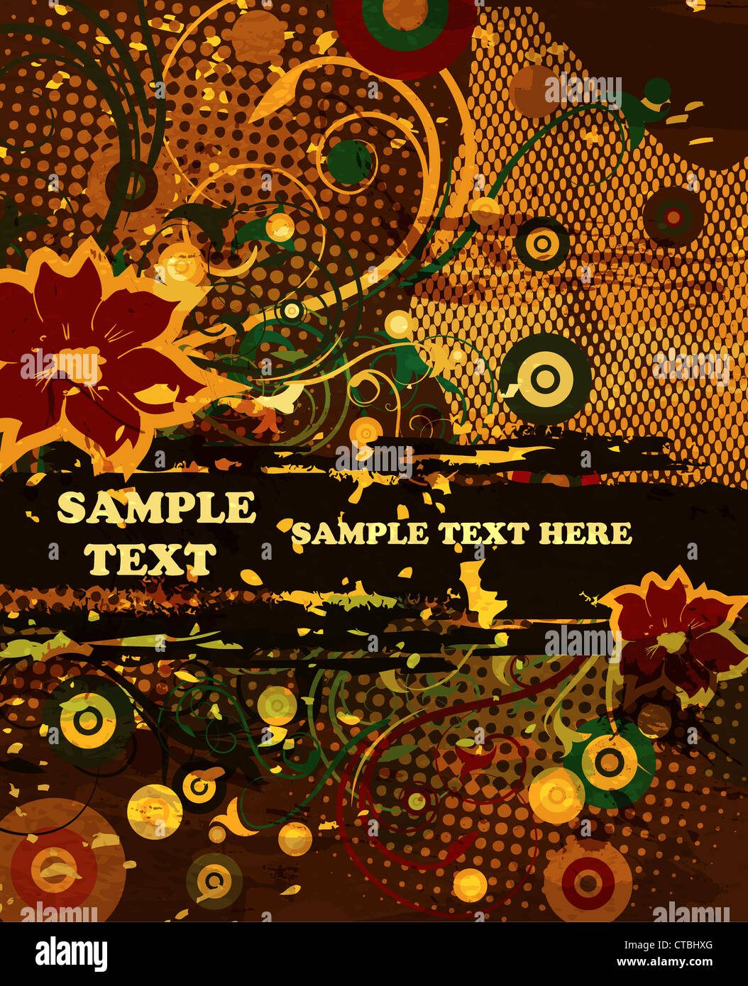 vector retro grunge background with floral Stock Photo - Alamy