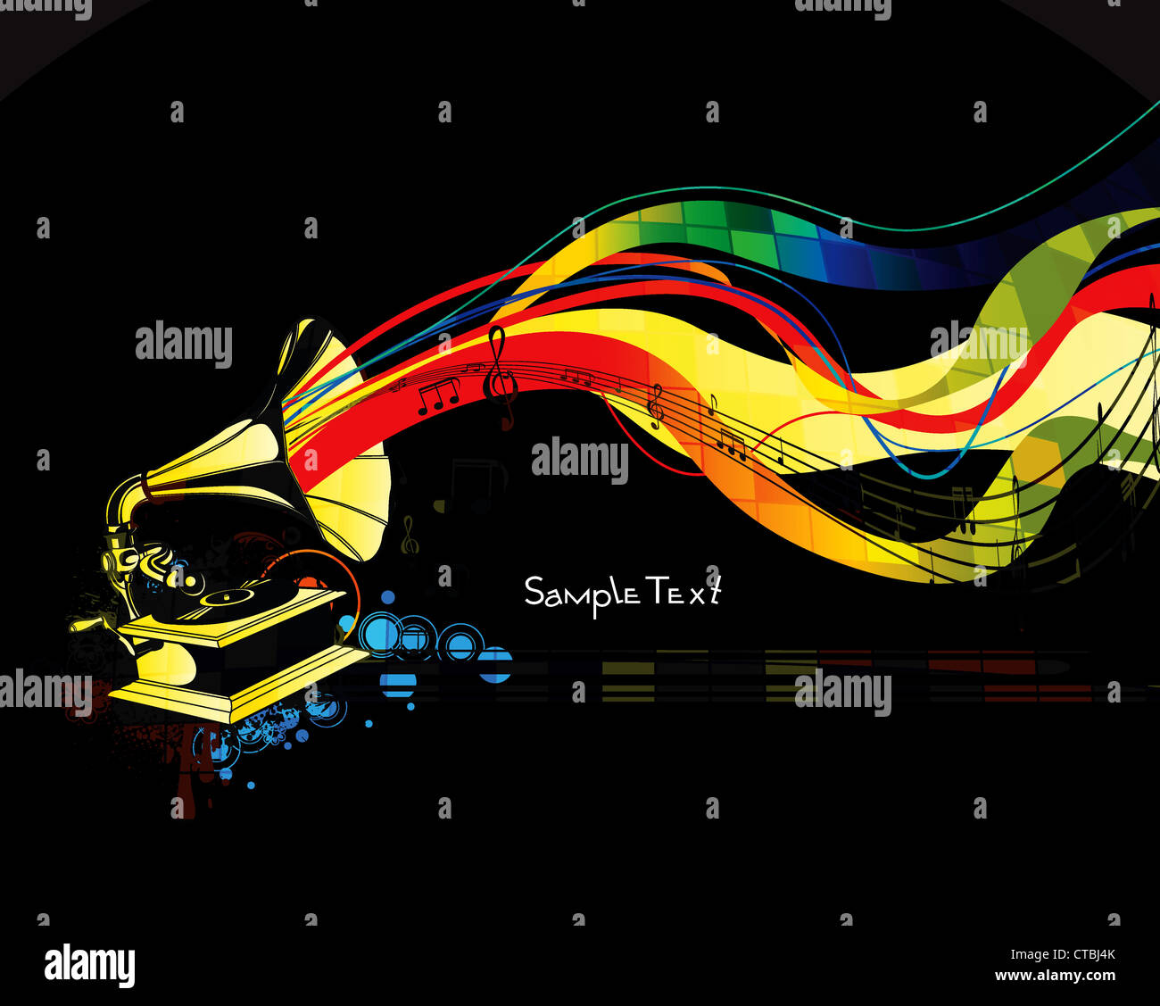 vector colorful concert poster with gramophone Stock Photo - Alamy