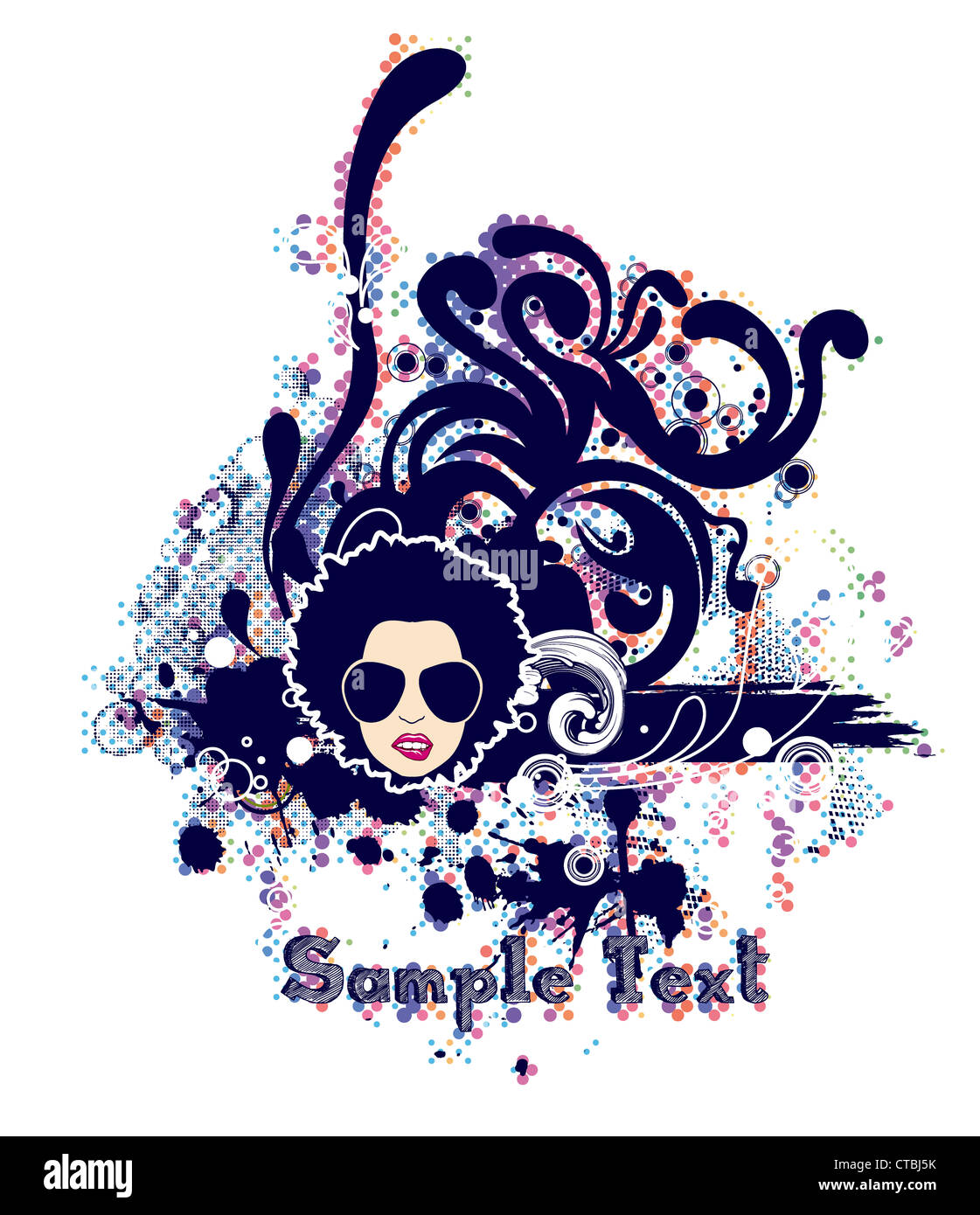 vector abstract illustrationr with funky face Stock Photo - Alamy