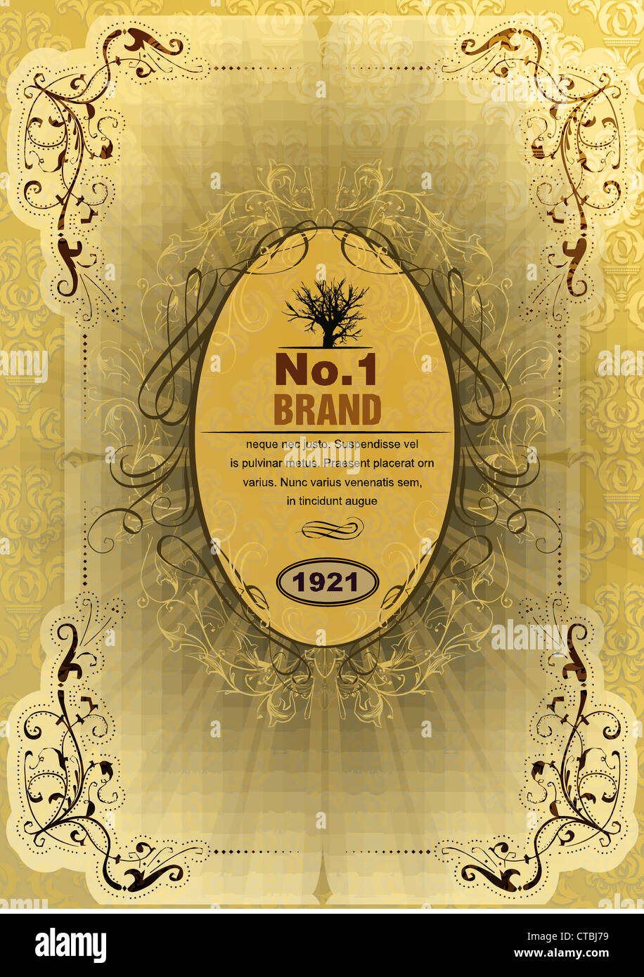 vector vintage label with rays Stock Photo - Alamy