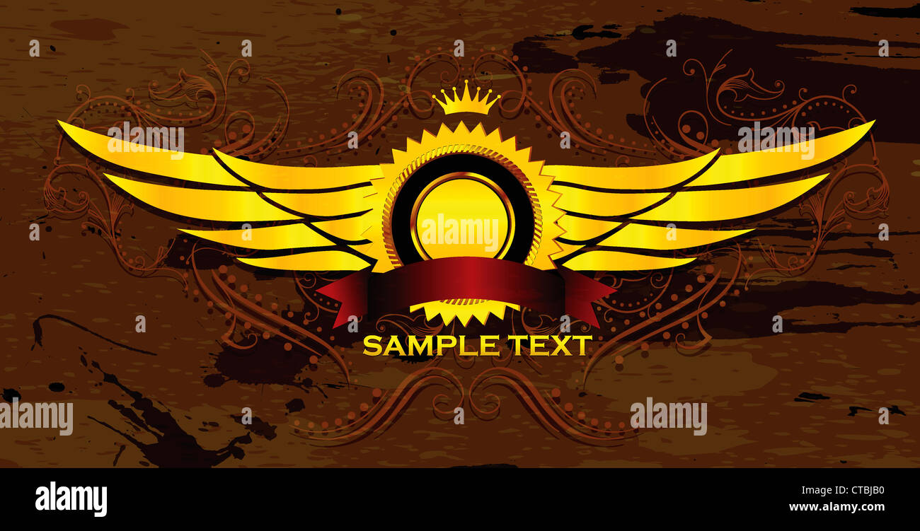 vintage gold emblem vector illustration Stock Photo - Alamy