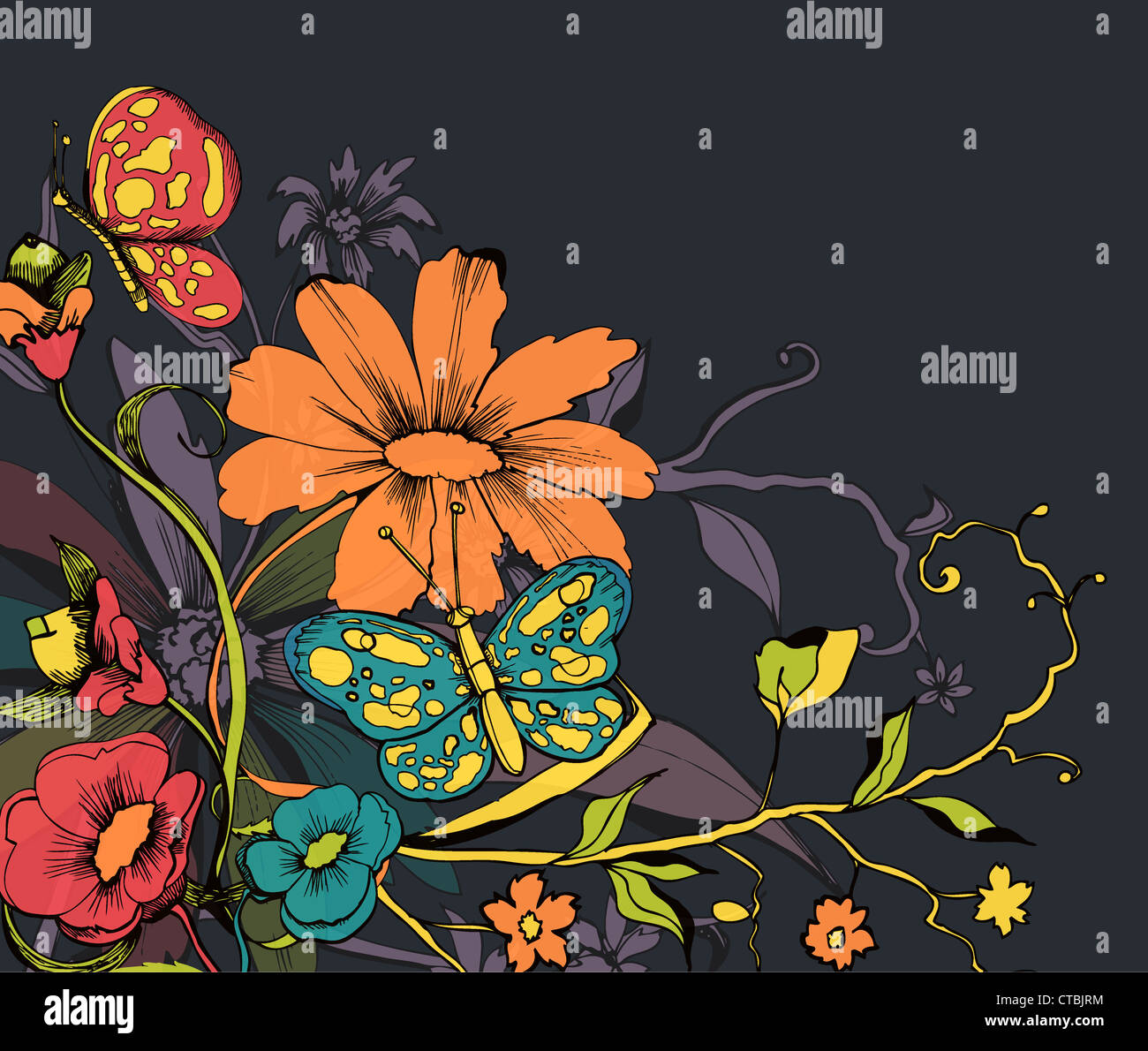 vector retro floral background Stock Photo - Alamy