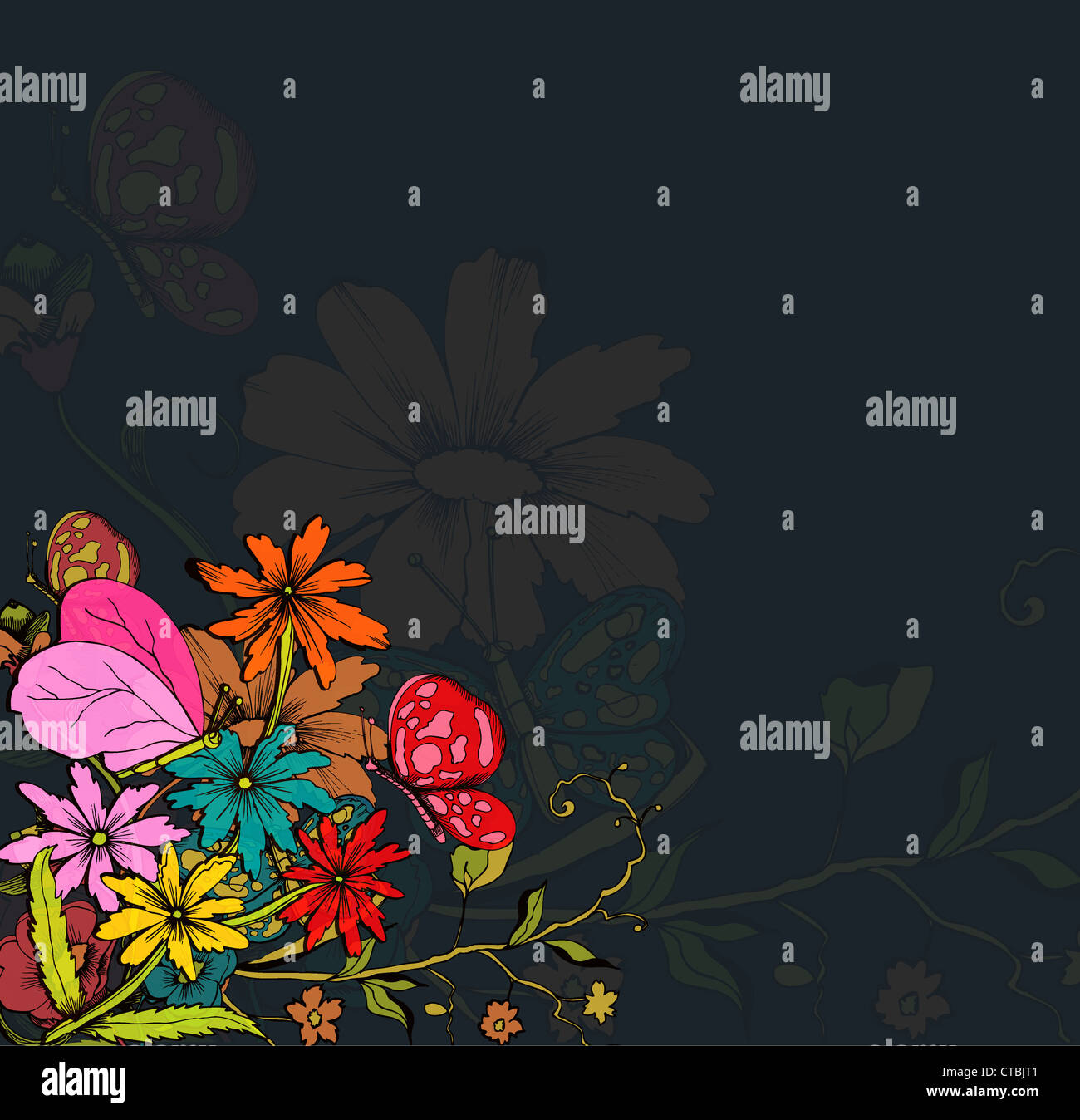 vector retro floral background Stock Photo - Alamy