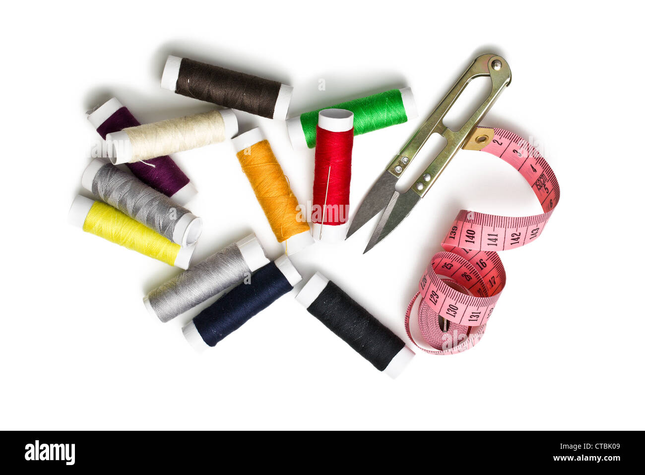 tailor's tools on white background Stock Photo - Alamy