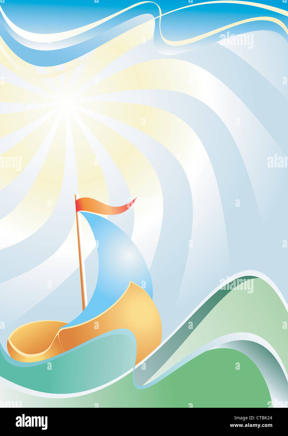 Boat in sea background Stock Photo - Alamy