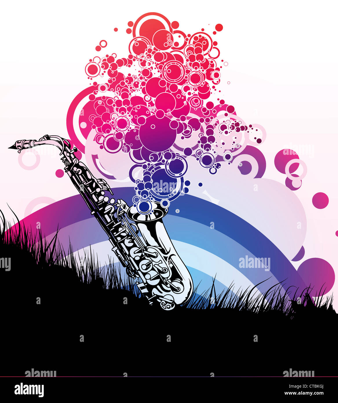 vector music poster with saxophone Stock Photo - Alamy