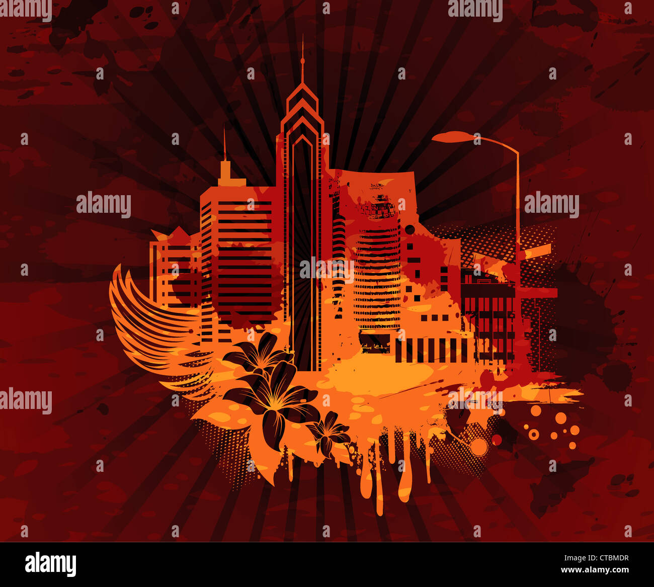 vector urban poster with city Stock Photo - Alamy