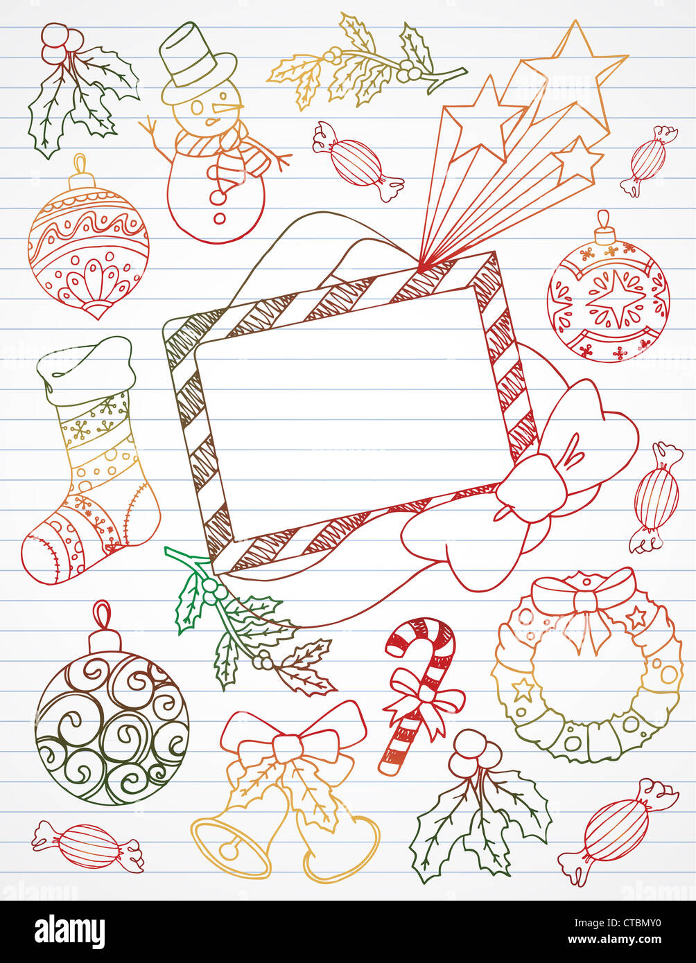 Selection of hand drawn holiday images Stock Photo - Alamy