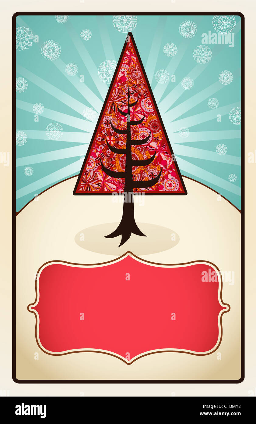 Christmas Tree And Banner Stock Photo - Alamy