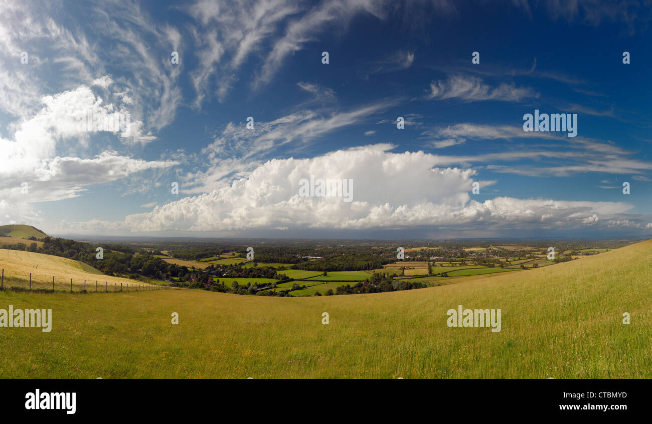 View North towards Crawley from the south downs at Clayton Stock Photo ...