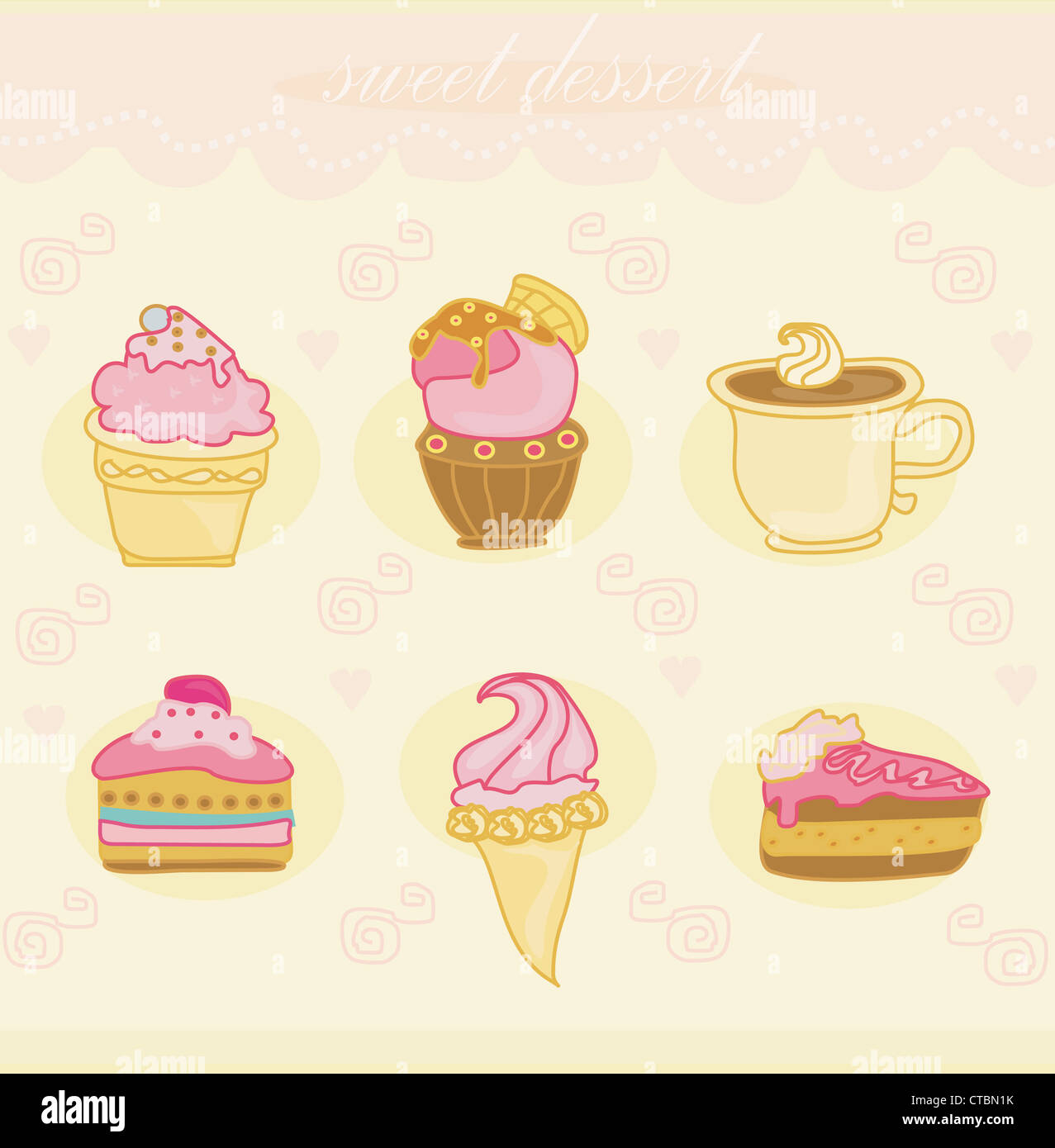 sweet dessert background set Stock Photo - Alamy