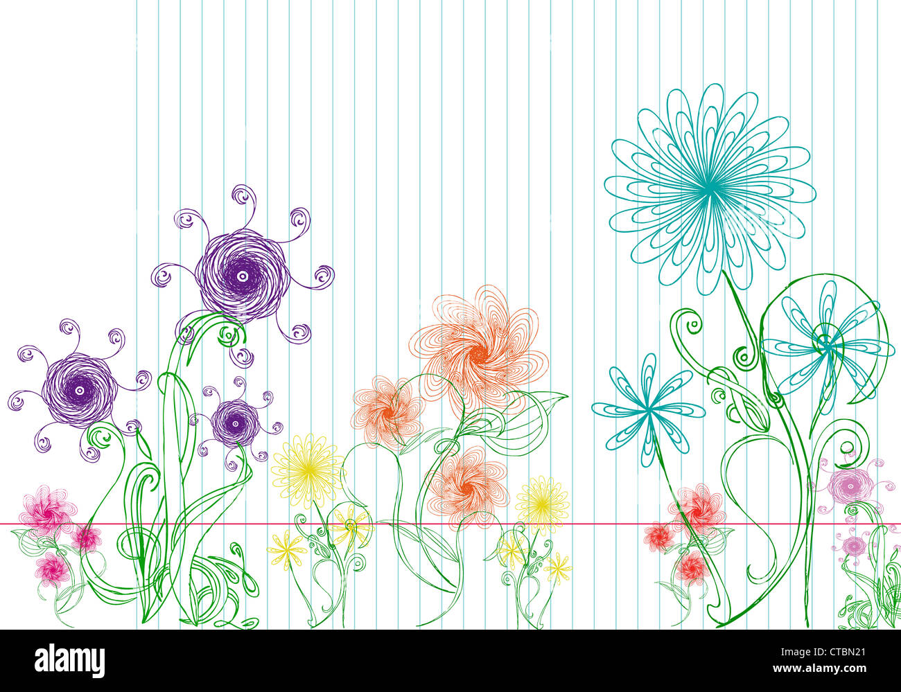 Colored Flower Doodles
