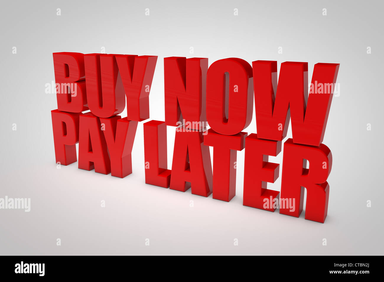 Buy Now Pay Later 3D graphic illustration, against a high key studio ...
