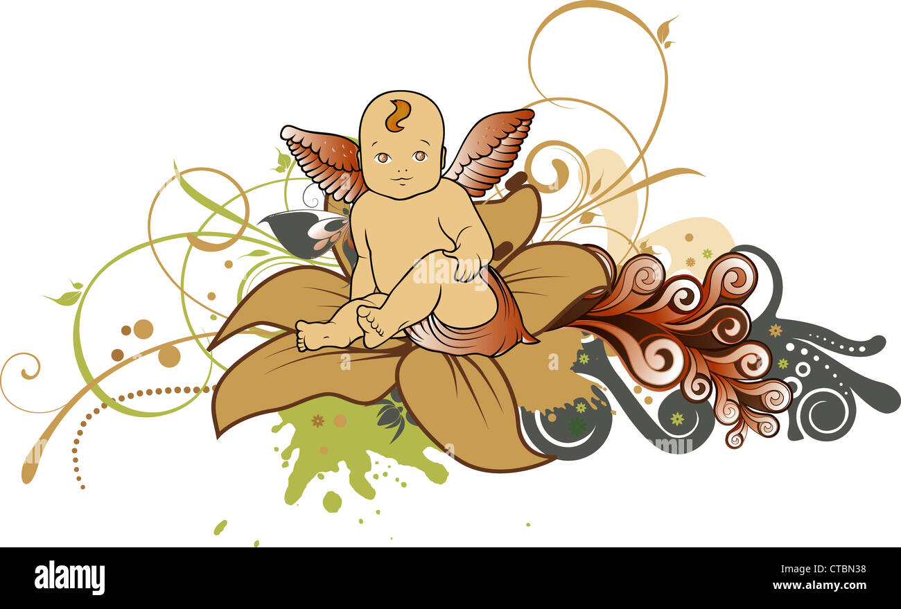 angel with floral Stock Photo - Alamy