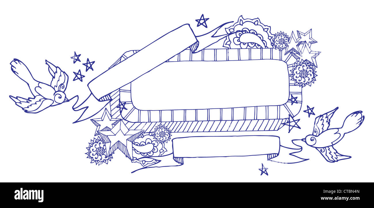 Hand drawn text box and blank banners Stock Photo - Alamy