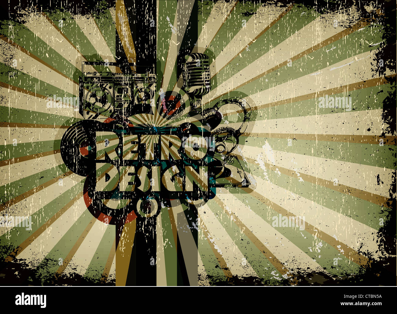 vector music poster with rays Stock Photo - Alamy