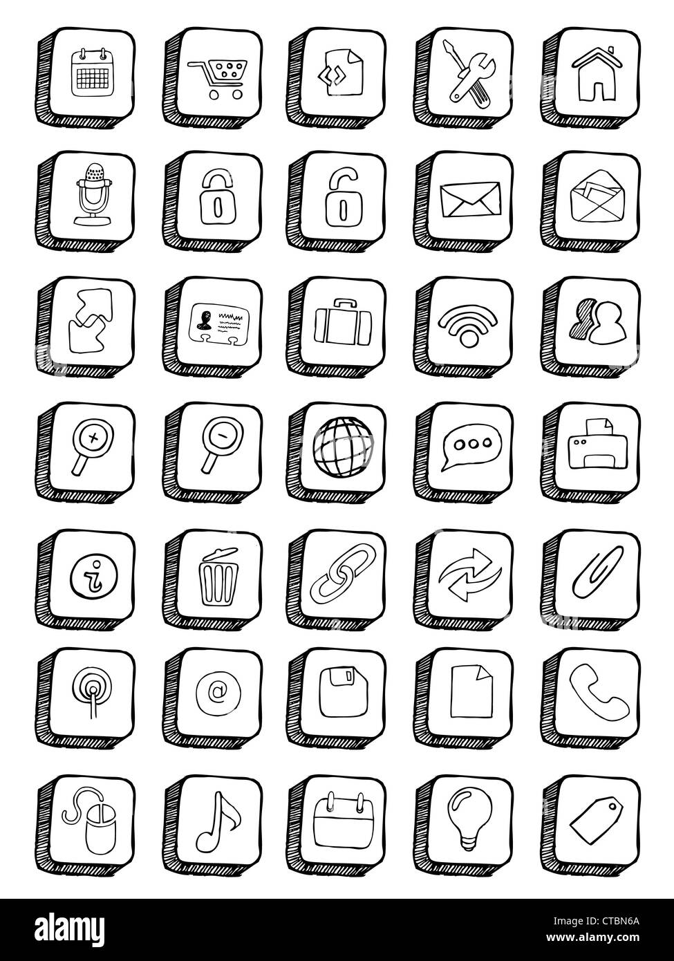 Hand drawn icons with shading Stock Photo - Alamy