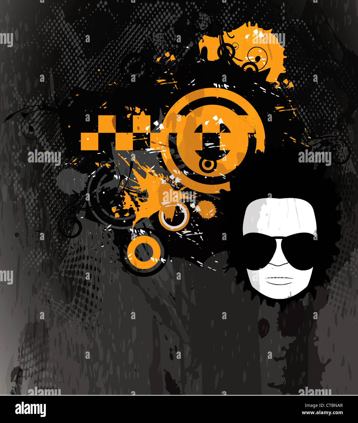 vector grunge urban background with funky face Stock Photo - Alamy