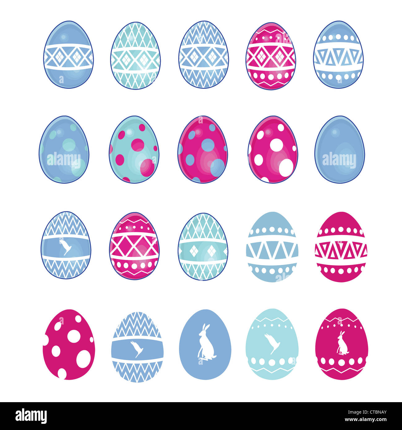 Large variety off colorful eggs. All elements on separate layers ...