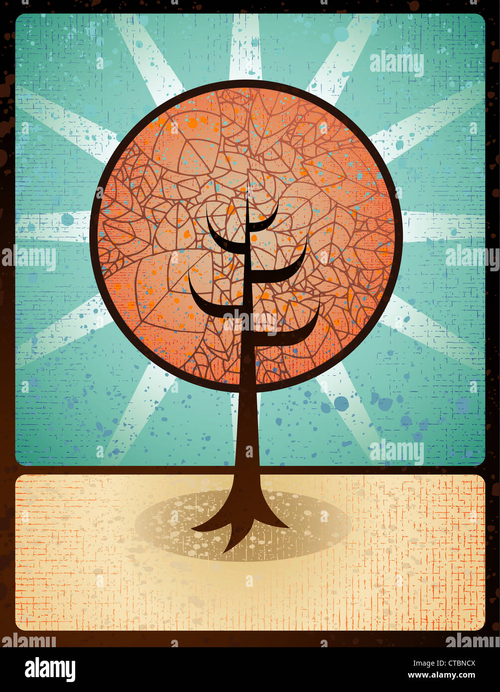 Single fall tree on textured background Stock Photo - Alamy