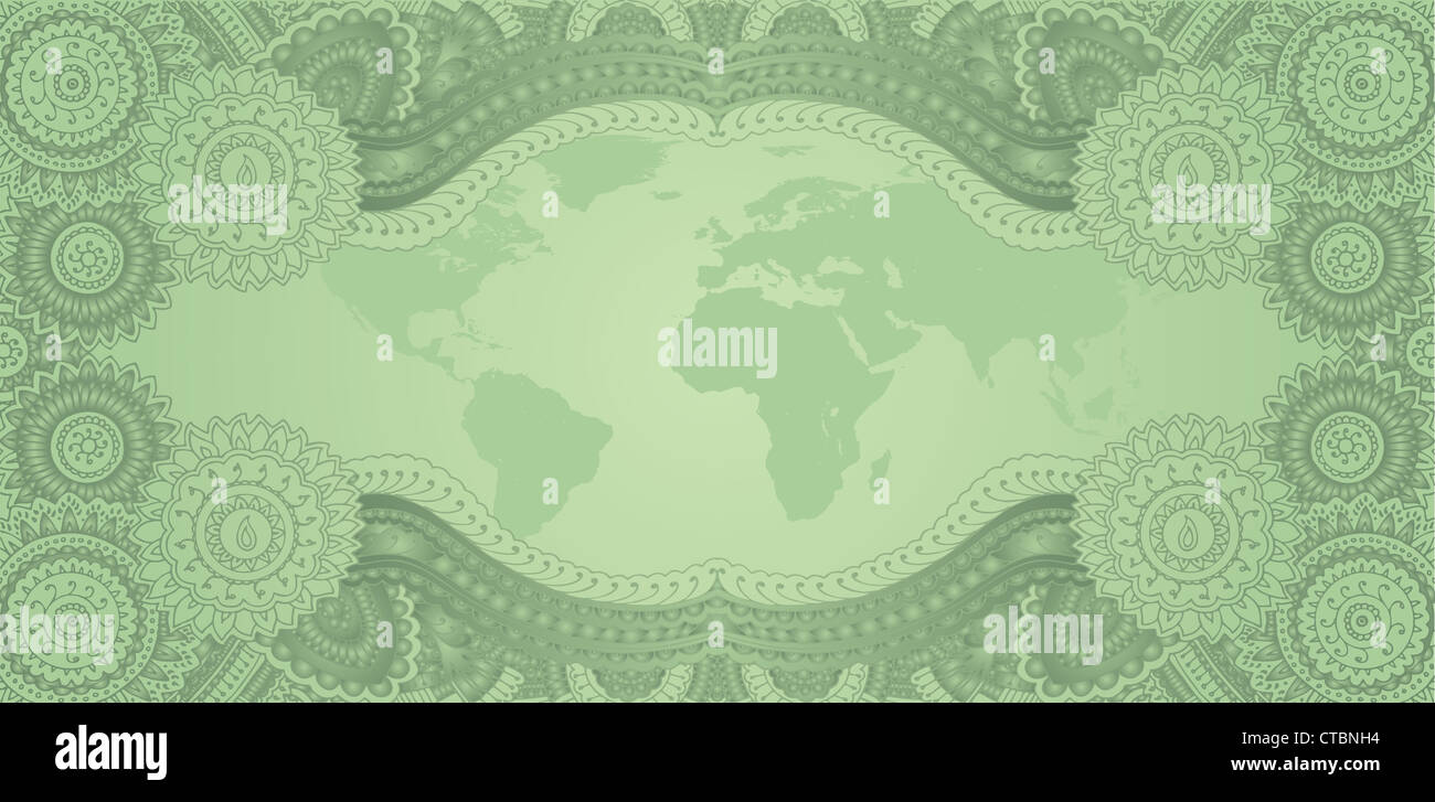 Map in center of henna Stock Photo - Alamy