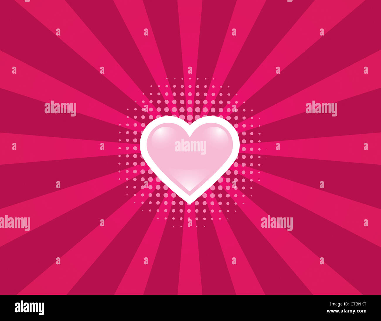 Simple heart background with rays and halftone. Separated elements ...